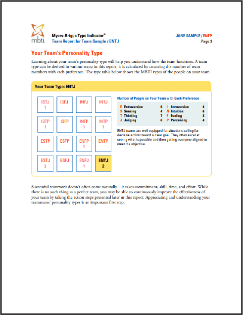 MBTI Team Report | View Sample Report | Psychometrics
