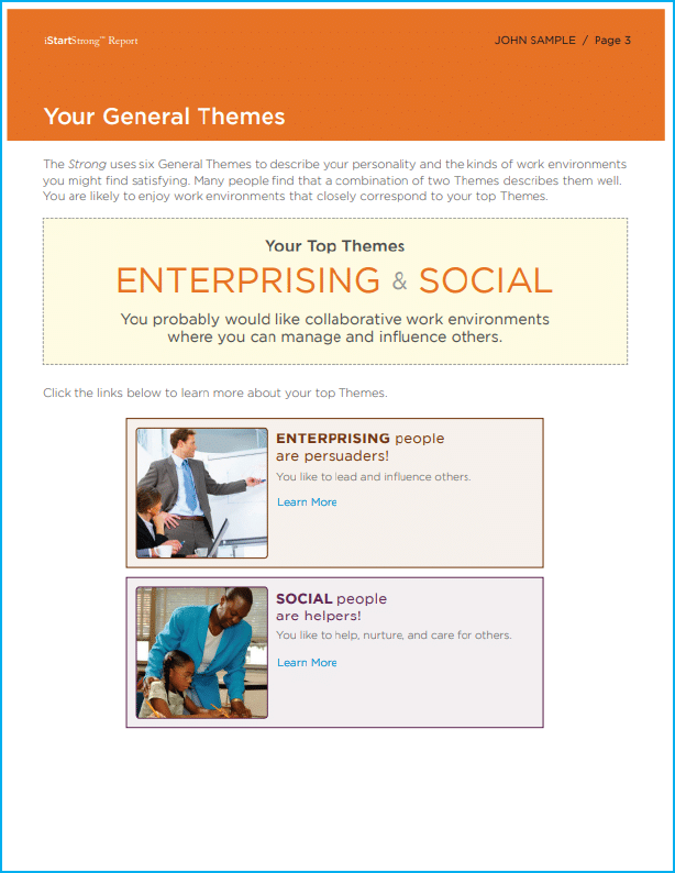 iStartStrong™ Report | Strong Interest Inventory®